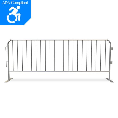 CrowdMaster 1000, Hot Dipped Galvanized 8 Ft Steel Bike Rack Barricade, QueueSolutions BAR8-FF-GD