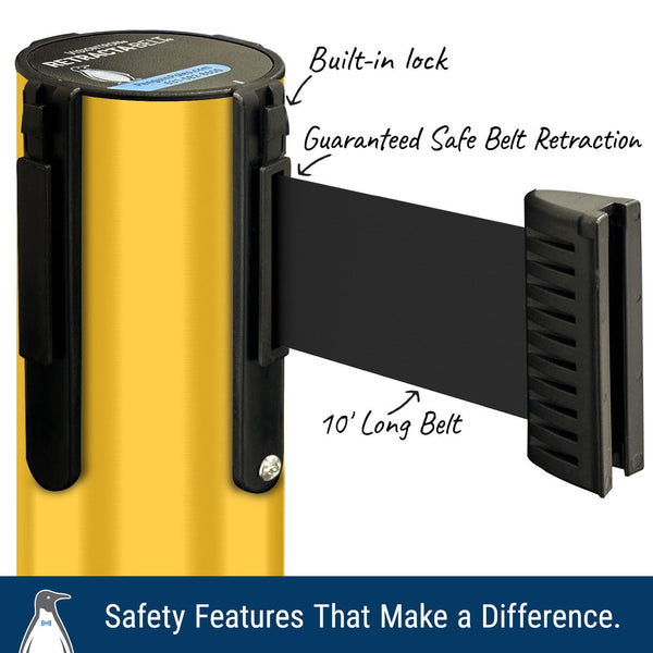 Retracta-Belt Prime 10ft Outdoor Retractable Belt Barrier, Yellow ...