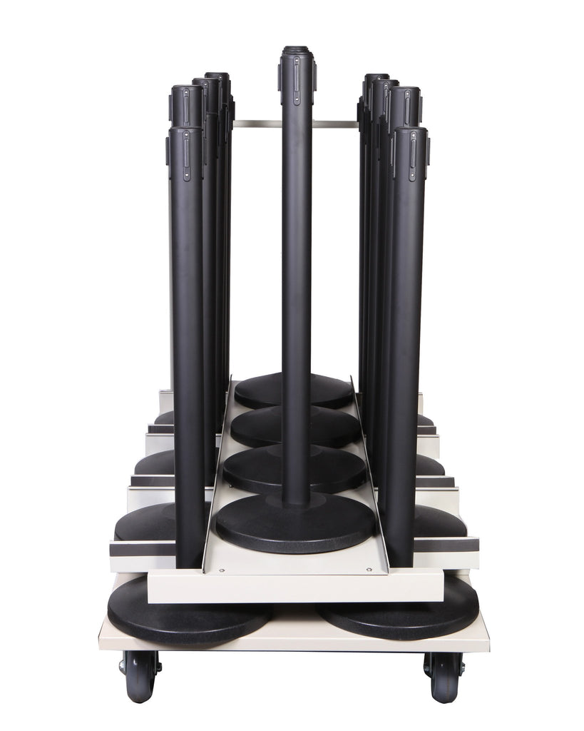 Portable Retractable Belt Barrier Stanchion Post Storage Cart, Vertical ...