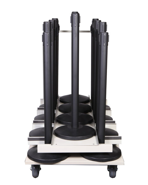 Portable Retractable Belt Barrier Stanchion Post Storage Cart, Vertical ...